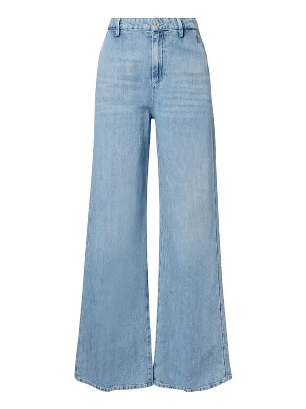 7 For All Mankind Cotton And Linen Wide-leg Jeans - Blue