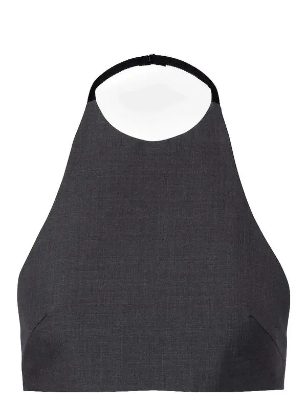 JIL SANDER Halterneck Virgin Wool Crop Top - Grey