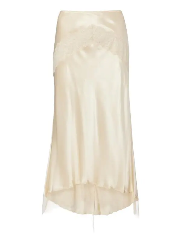 Dolce & Gabbana Lace-trimmed Silk-blend Satin Slip Skirt - White