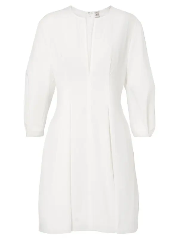 TOTEME Pleated Cotton Mini Dress - White