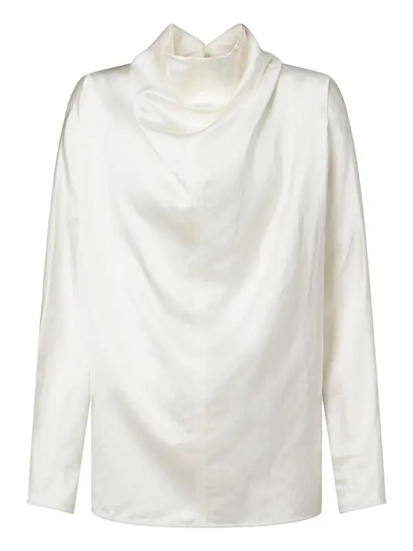 TOTEME Draped Satin Blouse - White