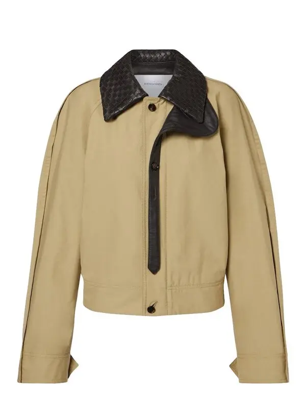 Bottega Veneta Intrecciato Leather-trimmed Blouson - Beige