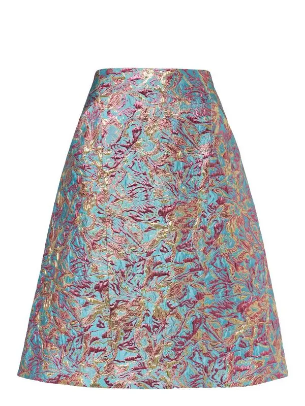 Dries Van Noten Brocade Midi Skirt - Turquoise