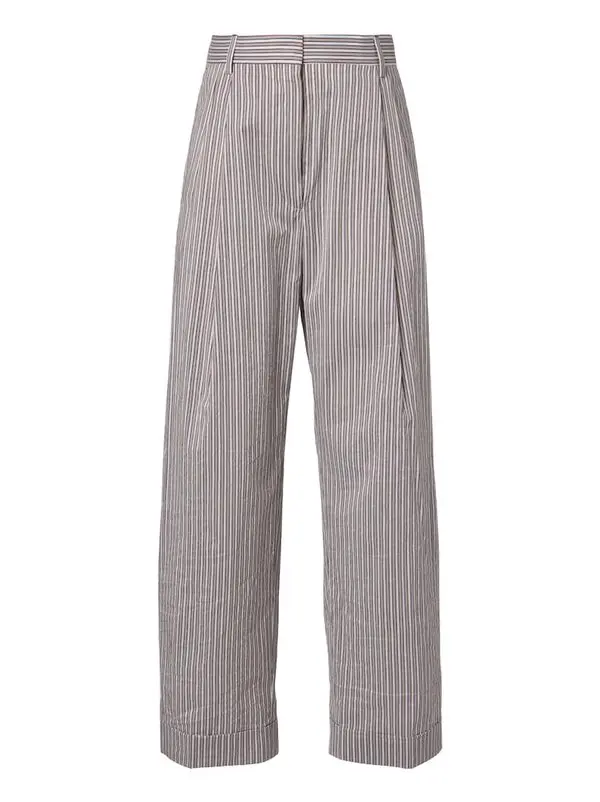 Dries Van Noten Striped Cotton And Silk Pants - Brown