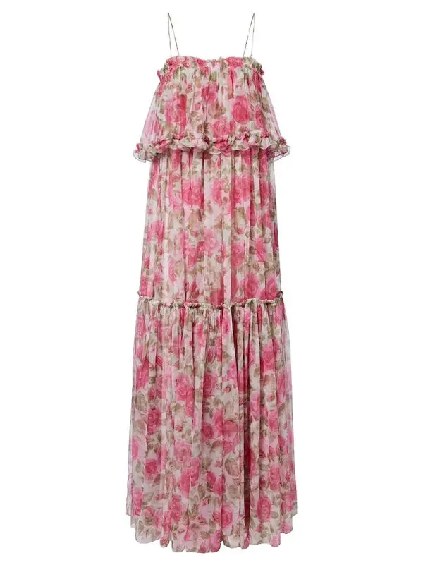 Chloé Floral Silk Georgette Maxi Dress - Pink