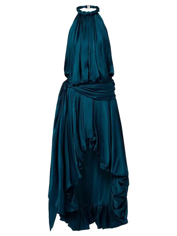 Zimmermann Alchemy Gathered Silk Satin Maxi Dress - Blue