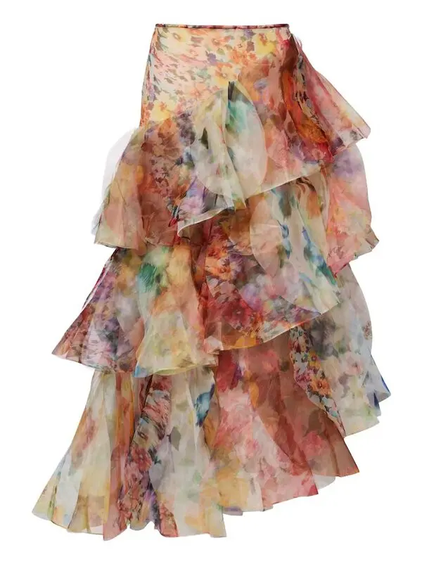 Zimmermann Luna Floral Ruffled Maxi Skirt - Multicoloured