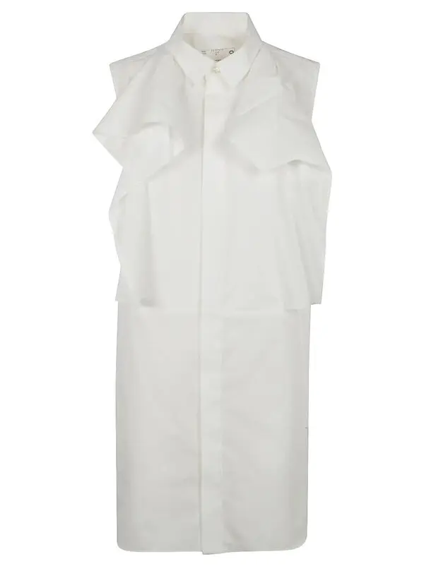 Sacai Popeline Shirt Dress - White