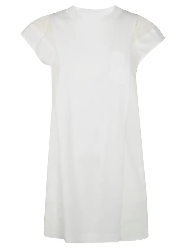 Sacai Popeline X Cotton Jersey Dress - White