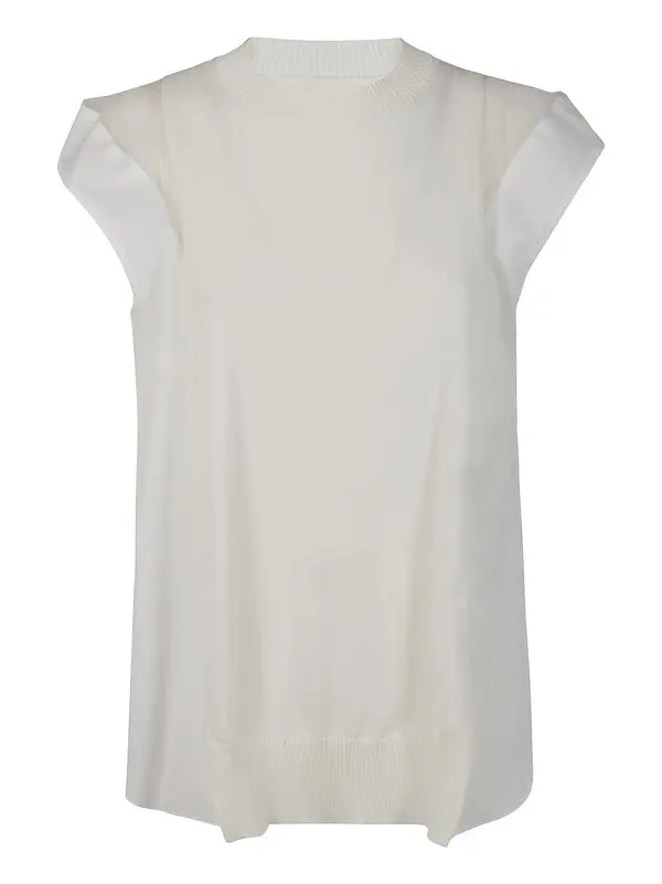 Sacai Popeline X Knit Pullover - White