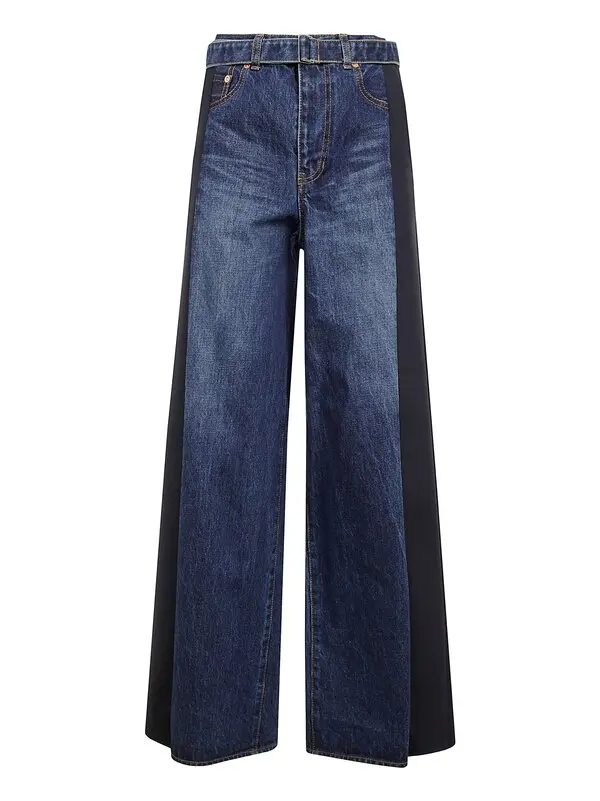 Sacai Denim X Suiting Wide Leg Trousers - Blue