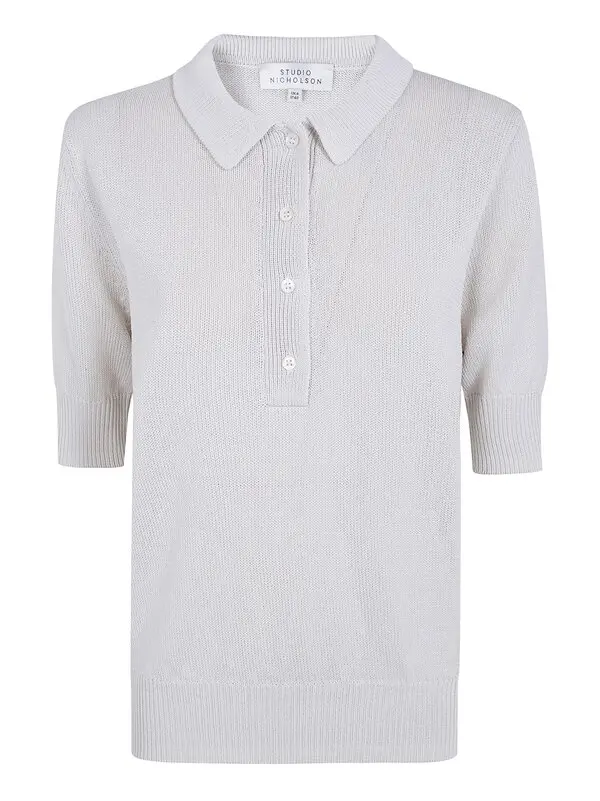 Studio Nicholson Knitted Polo Top - White