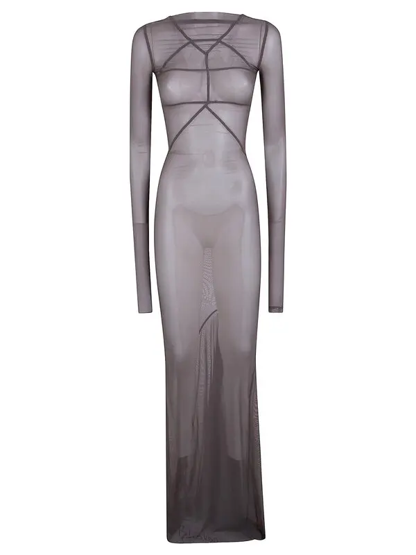 Rick Owens Temple Gown Long Dress - Gray