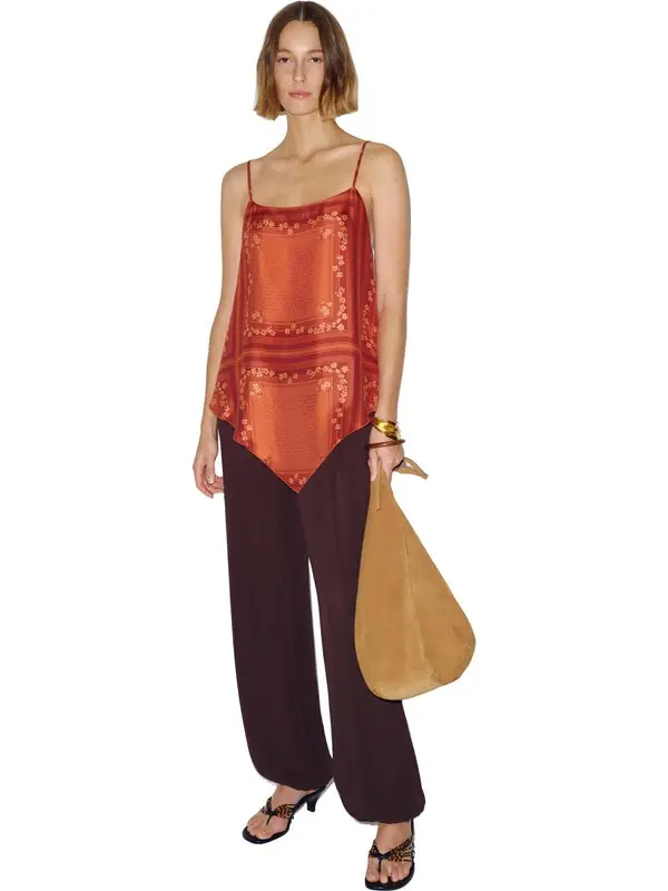 REFORMATION Esme Silk Twill Top - Red