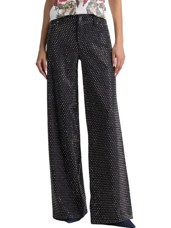 Alice + Olivia Embellished Wide-leg Jeans - Denim