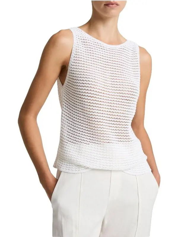 Vince Italian Cotton-blend Cord Tank - White