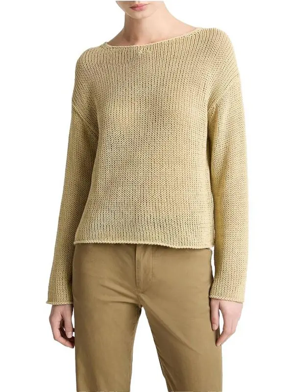 Vince Italian Coated Cotton-blend Sweater - Natural