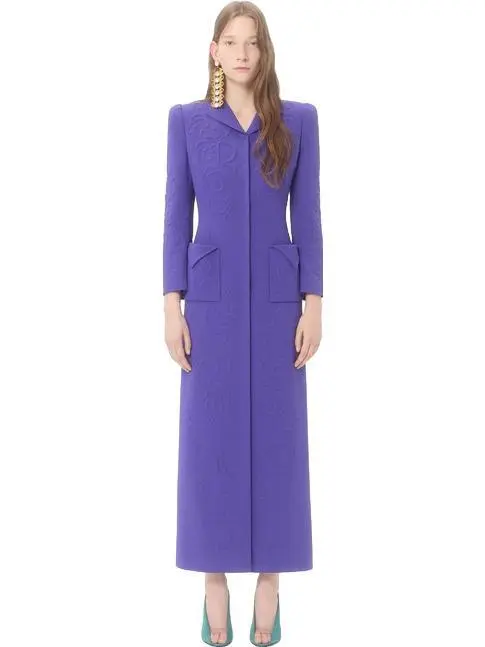 Valentino Garavani Embroidered Cady Satin Coat - Purple