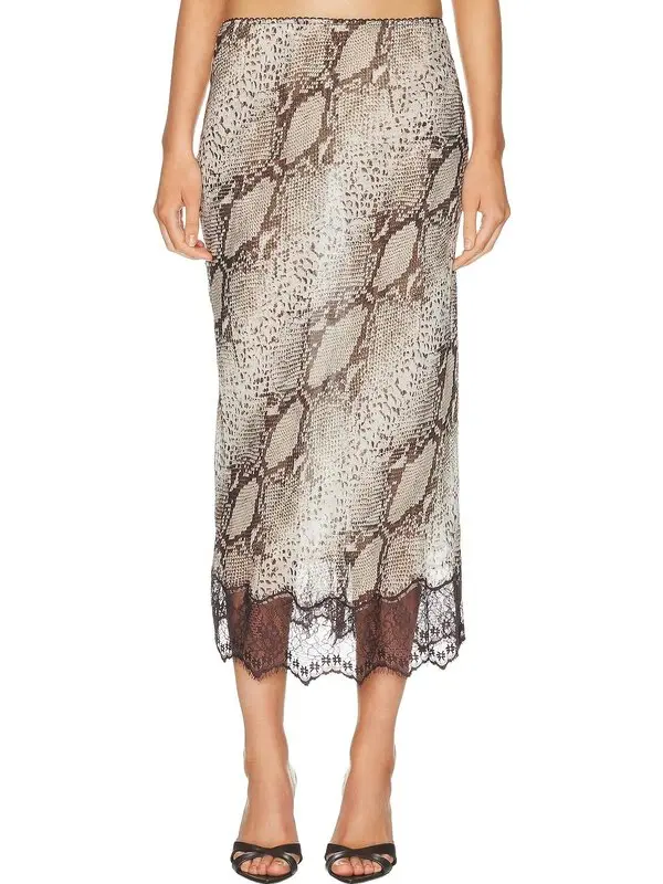 Ronny Kobo Birva Skirt - Snake Print Natural Multi