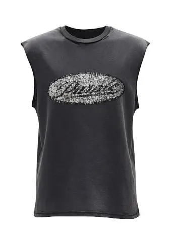 PURPLE BRAND P103tbds226 Textured Sleeveless Tee Shirt - Black