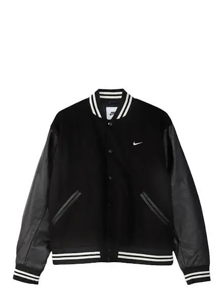 Nike Authentics Varsity Wool Destroyer Bomber Jacket - Black