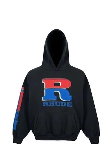 Rhude Logo Vintage Hoodie - Vintage Black/red/blue