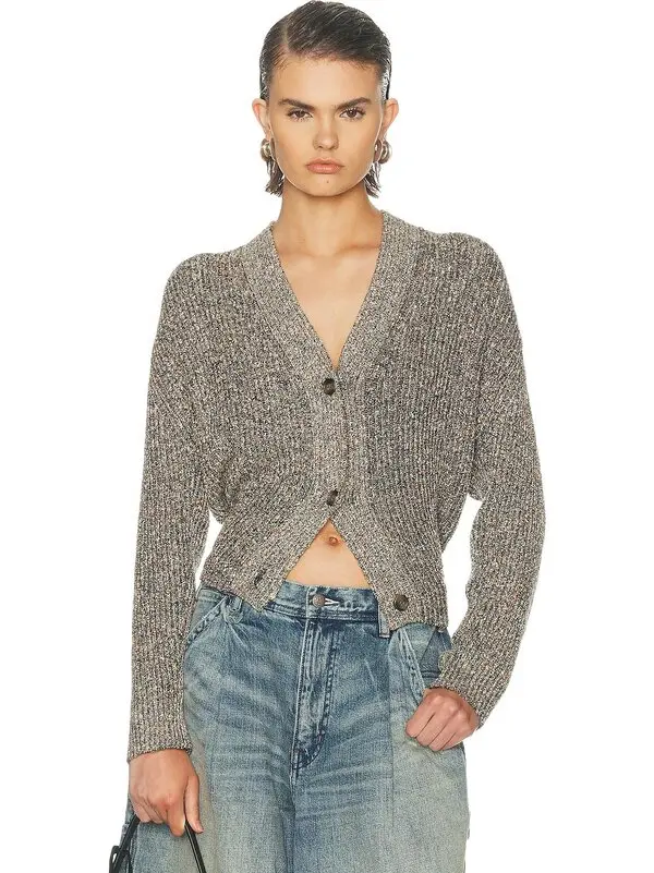 R13 Split Hem Ribbed Cardigan - Grey Multi