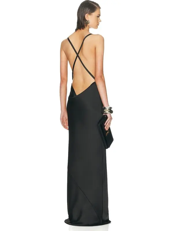 Norma Kamali Cross Back Bias Gown - Black