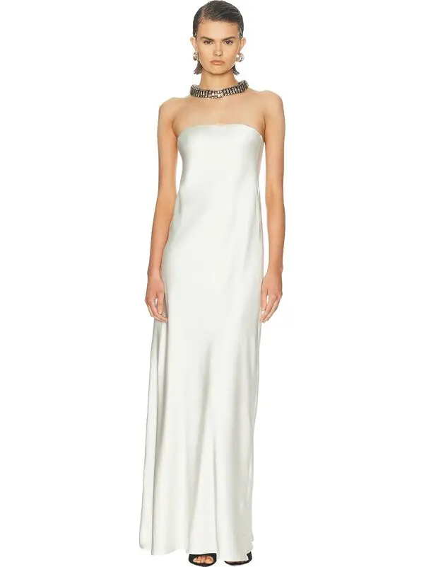 Norma Kamali Bias Strapless Gown - Porcelain