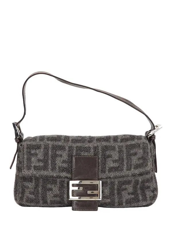 Fendi Zucca Baguette Shoulder Bag - Grey