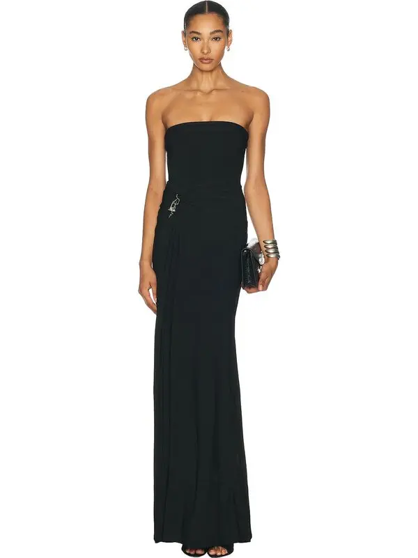 GRACE LING Relic Charms Strapless Maxi Dress - Black