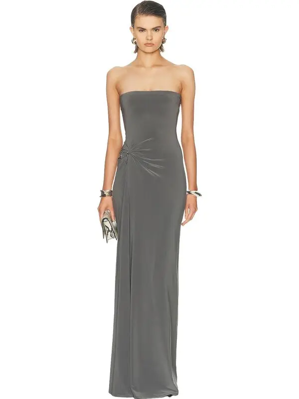 GRACE LING Relic Charms Strapless Maxi Dress - Grey