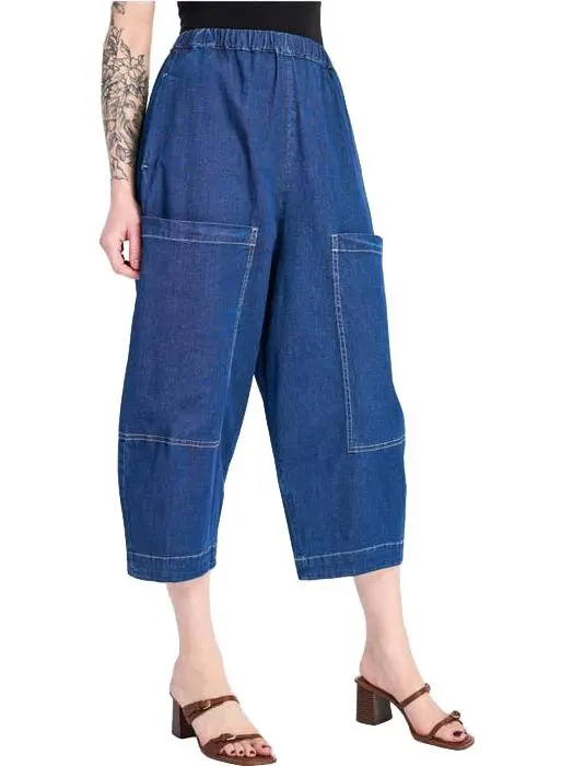 Alembika Bold Barrel Capri Pants - Denim
