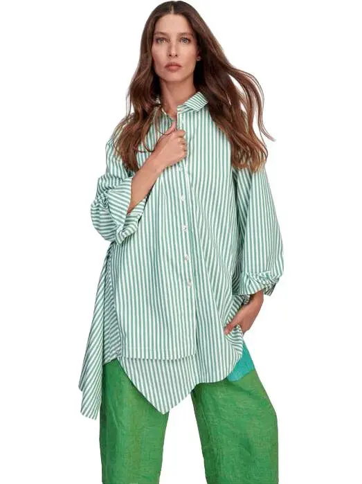 Alembika Striped Tunic Shirt - Green