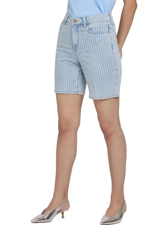 NYDJ High Waist Denim Shorts - Azure Stripe