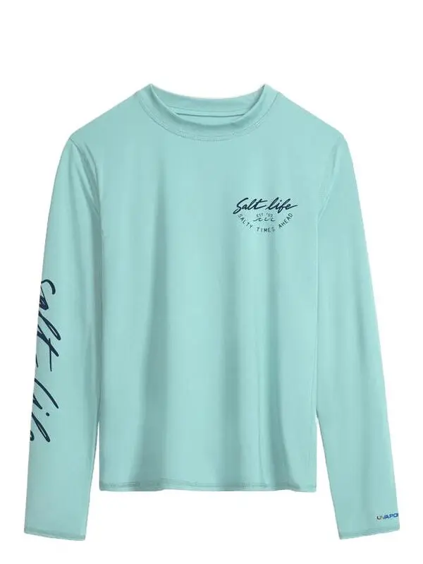 SALT LIFE Escape To Paradise Performance Long Sleeve Tee - Lt Aruba Heather