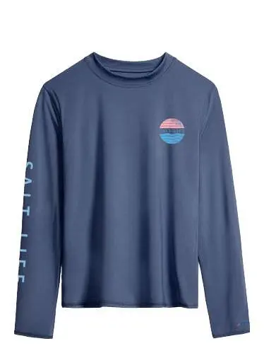 SALT LIFE Coral Life Flag Performance Long Sleeve Tee - Indigo Heather