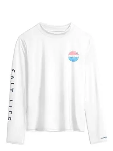 SALT LIFE Coral Life Flag Performance Long Sleeve Tee - White
