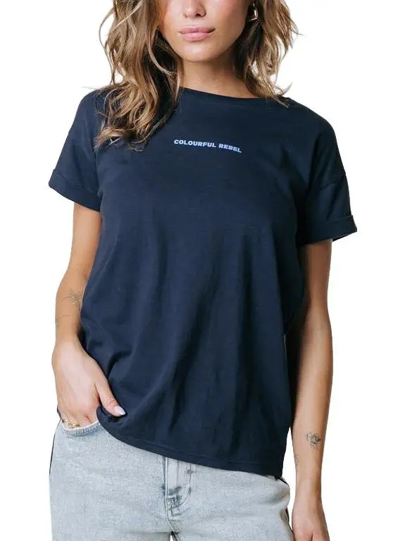 COLOURFUL REBEL Uni Logo Boxy Tee - Blue