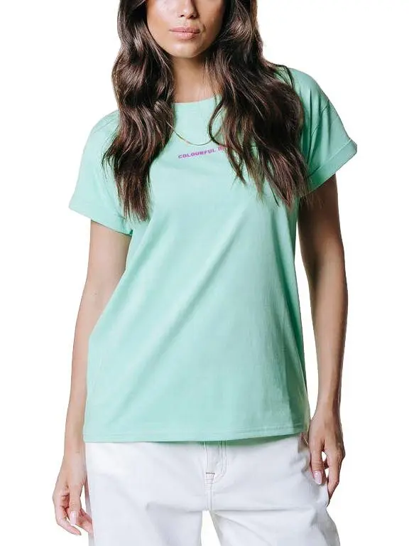 COLOURFUL REBEL Uni Logo Boxy Tee - Light Green