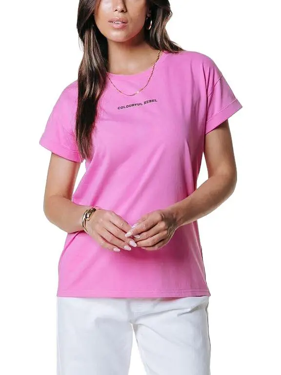 COLOURFUL REBEL Uni Logo Boxy Tee - Pink
