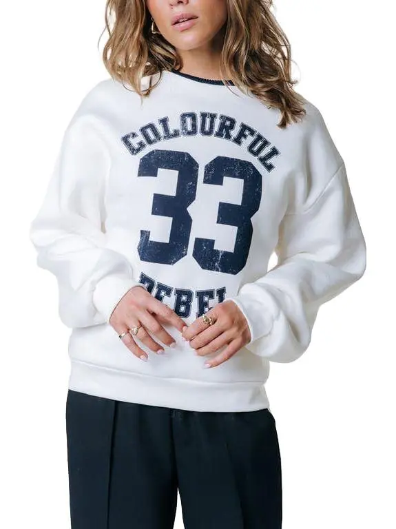 COLOURFUL REBEL Dropped Shoulder Sweatshirt - White