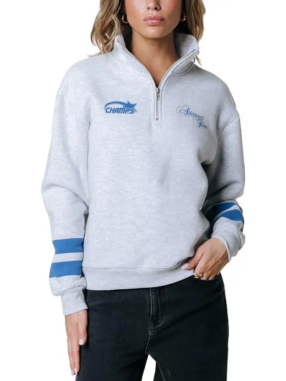 COLOURFUL REBEL Logo Stripes Zip Sweat - Grey