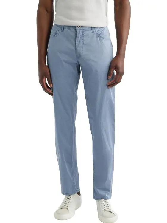 BRAX Cadiz Ultralight Straight Leg Stretch Cotton Pants - Smoke Blue
