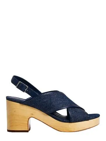 Marion Parke Avery Denim Platform Sandals - Navy Denim