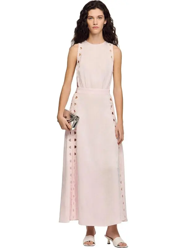 Sandro Floral Jacquard Maxi Dress - Pink
