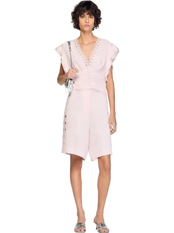 Sandro Floral Jacquard Bermuda Shorts - Pink
