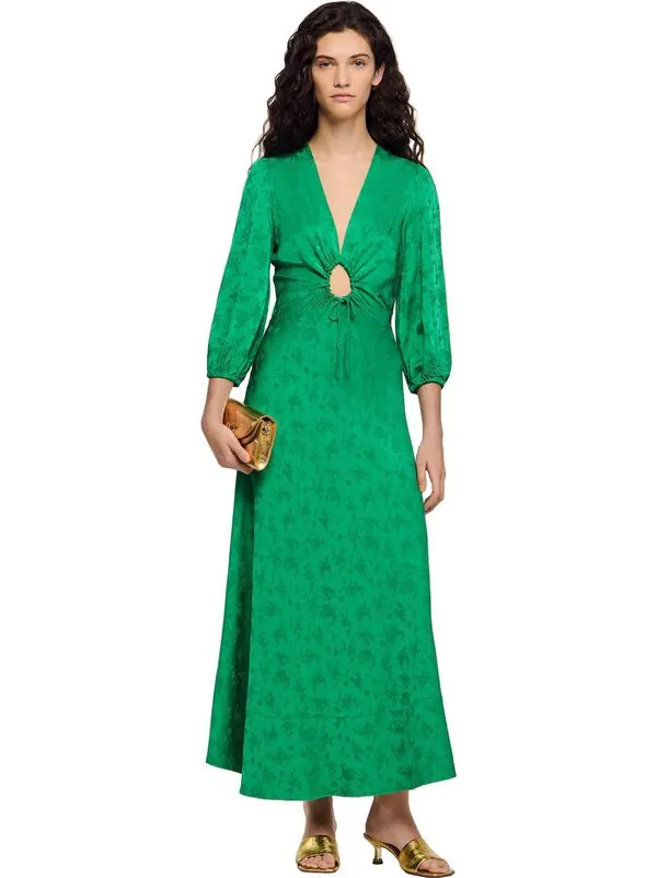 Sandro Floral Jacquard Maxi Dress - Green