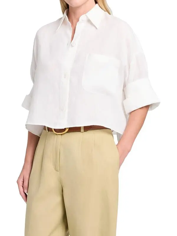 TWP Next Ex Crop Linen Button-up Shirt - White
