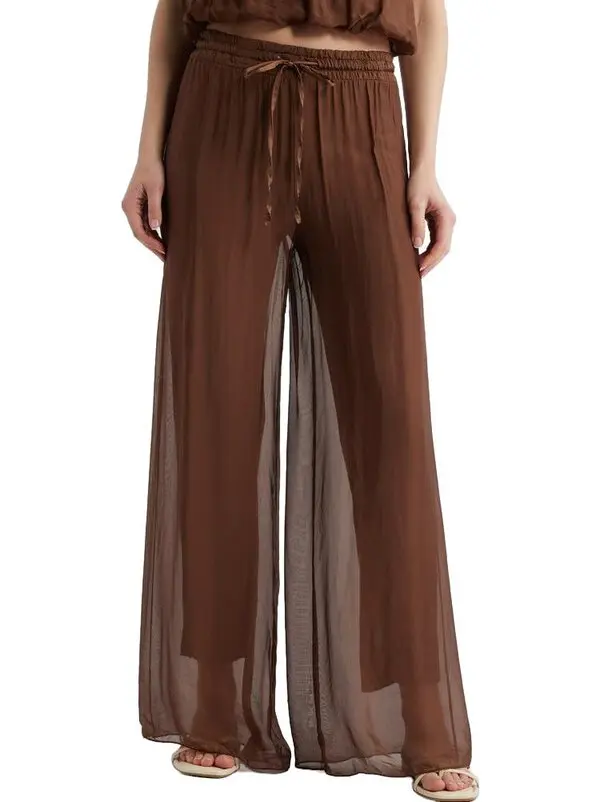 Deluc Strada Wide Leg Drawstring Pants - Chocolate
